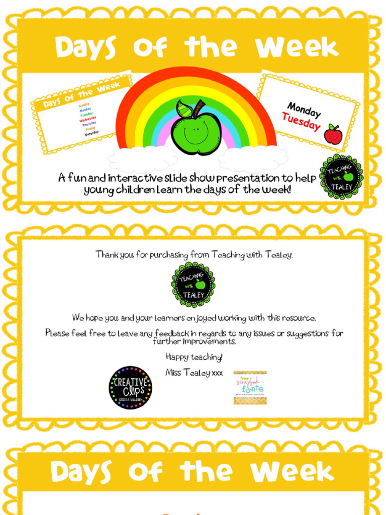 Days of The Week Powerpoint | PDF