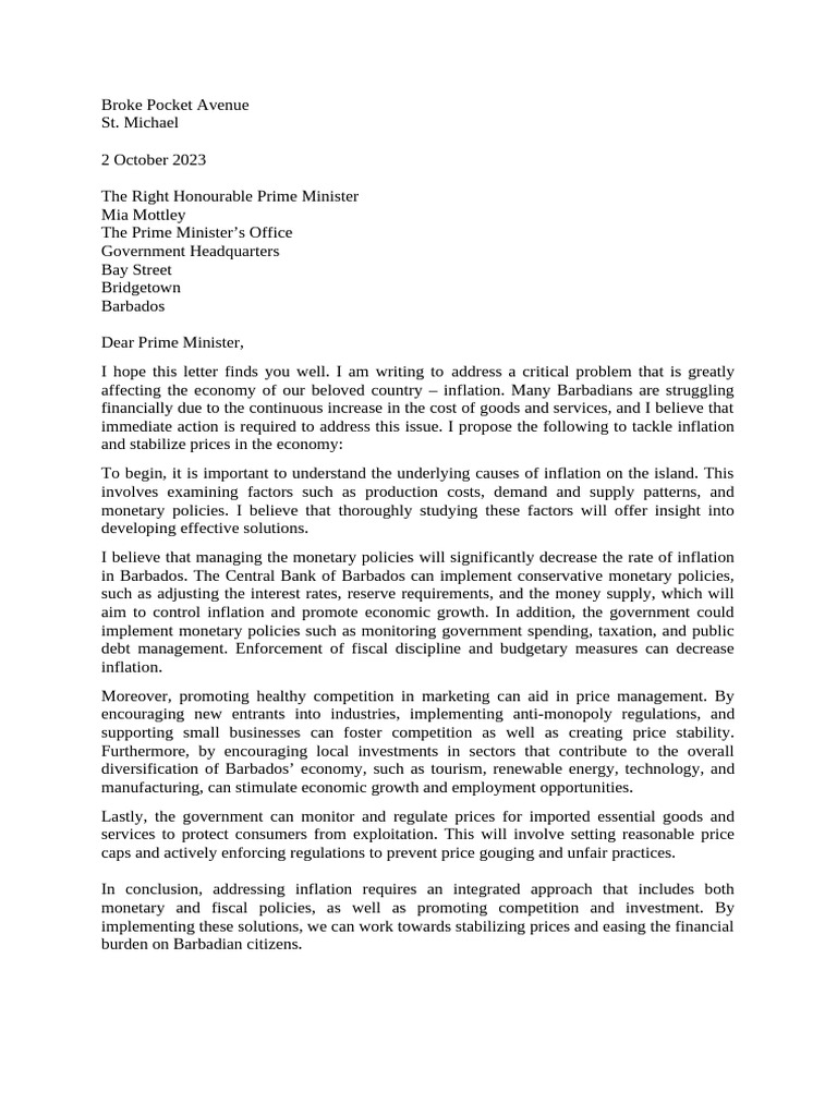 Letter To Prime Minister | PDF | Inflation | Monetary Policy