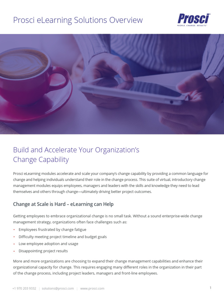 Prosci Elearning Solutions Overview | PDF | Change Management ...