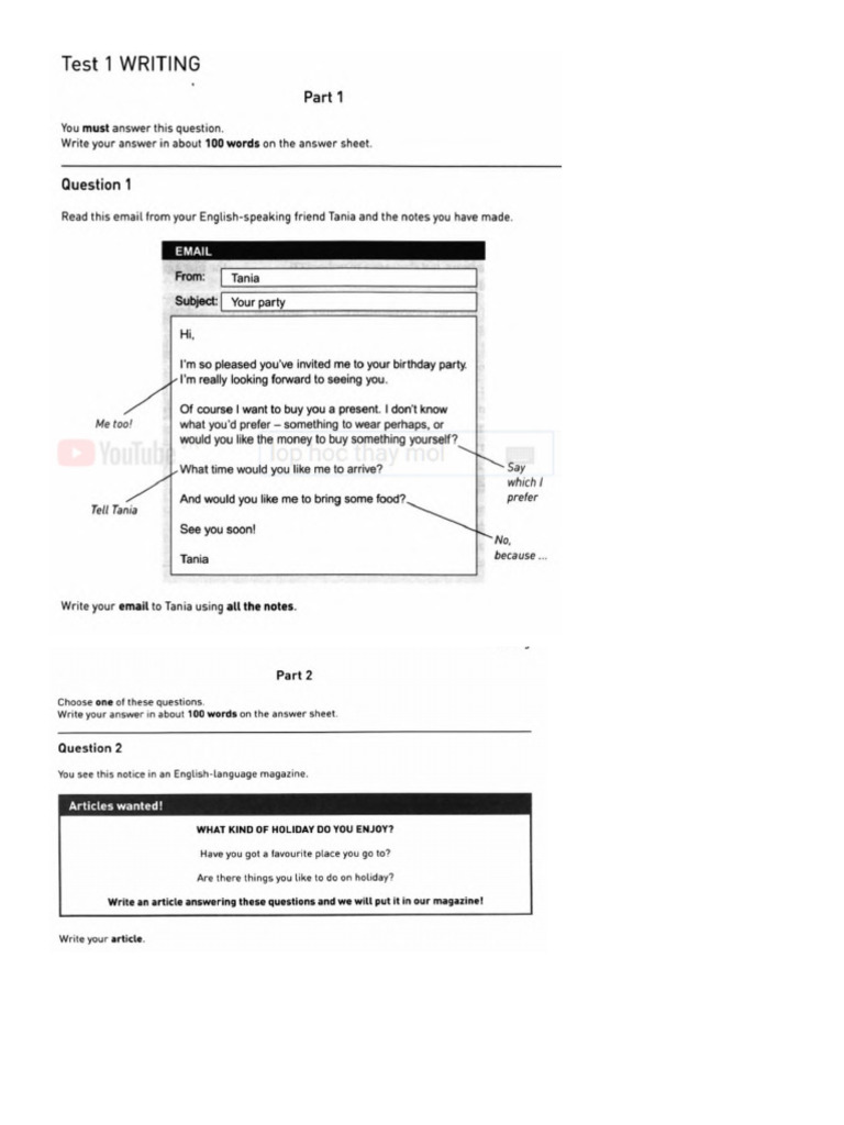 sample writing test b1 | PDF