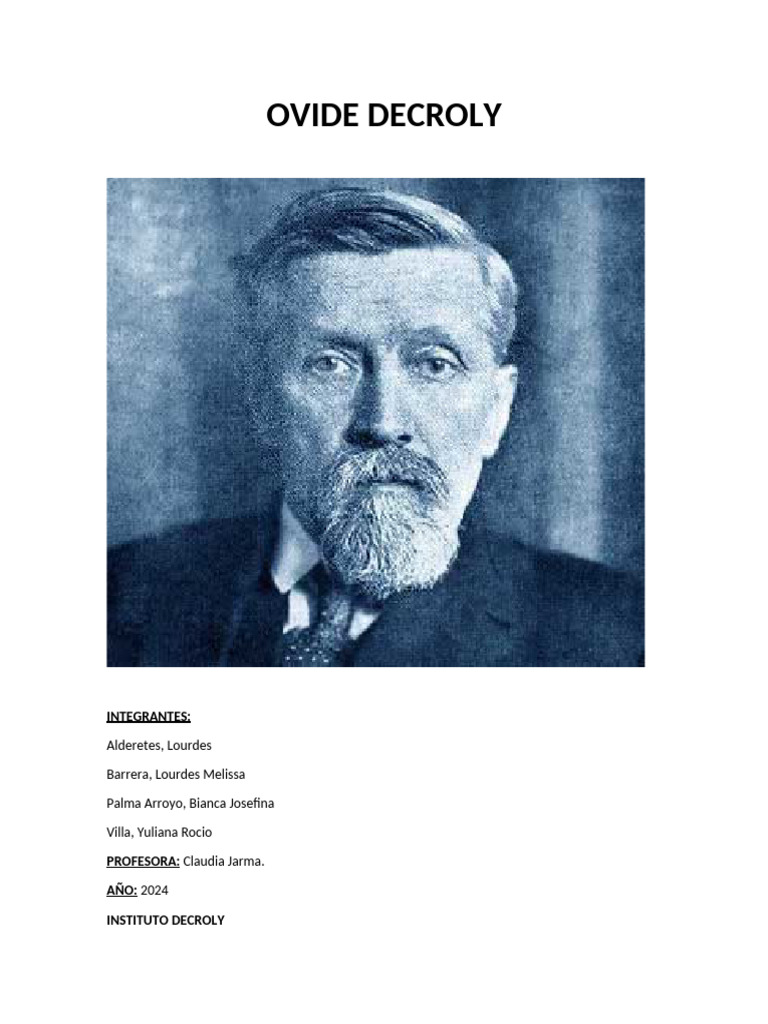 Ovide Decroly - Borrador Monografia | PDF | Aprendizaje | Educación en ...