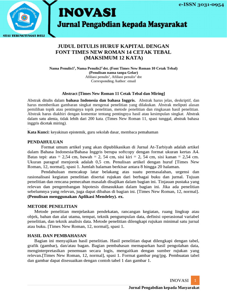Format Penulisan Jurnal PKM | PDF