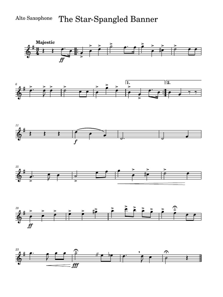The Star-Spangled Banner-Alto Saxophone | PDF