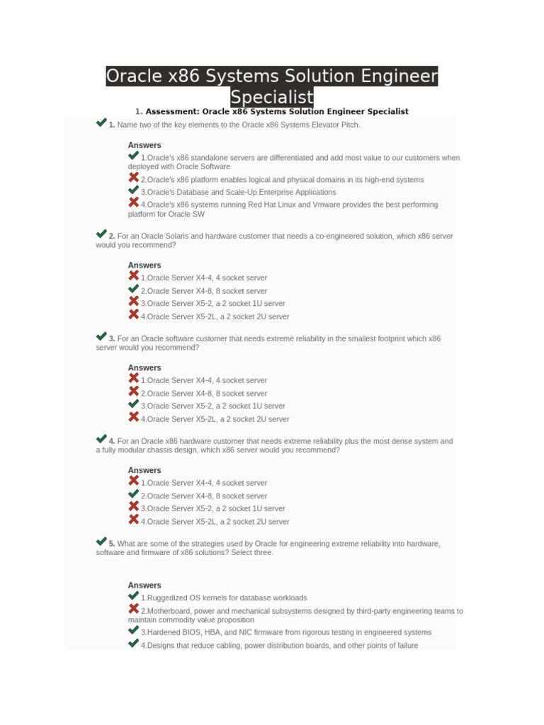 Oracle X86 Systems Solution Engineer Specialist Pdf Oracle Corporation Virtualization
