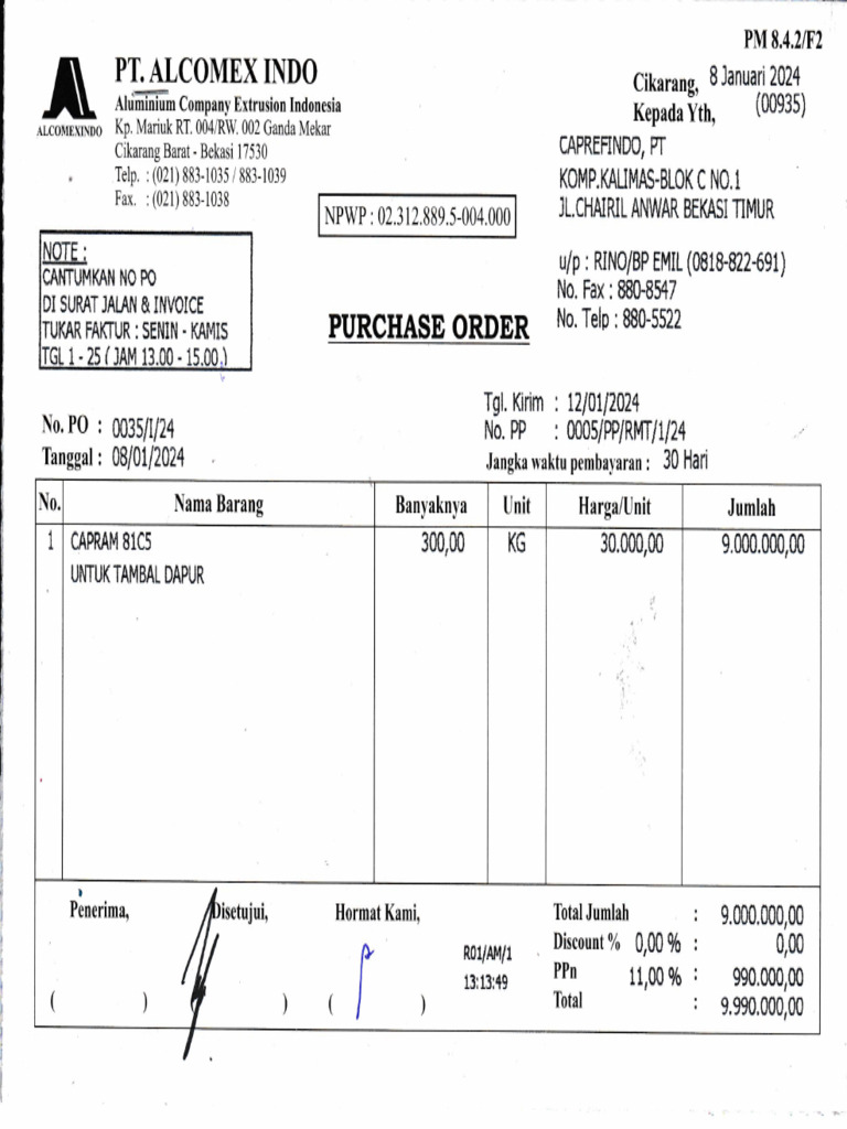 Contoh Surat Purchase Order | PDF