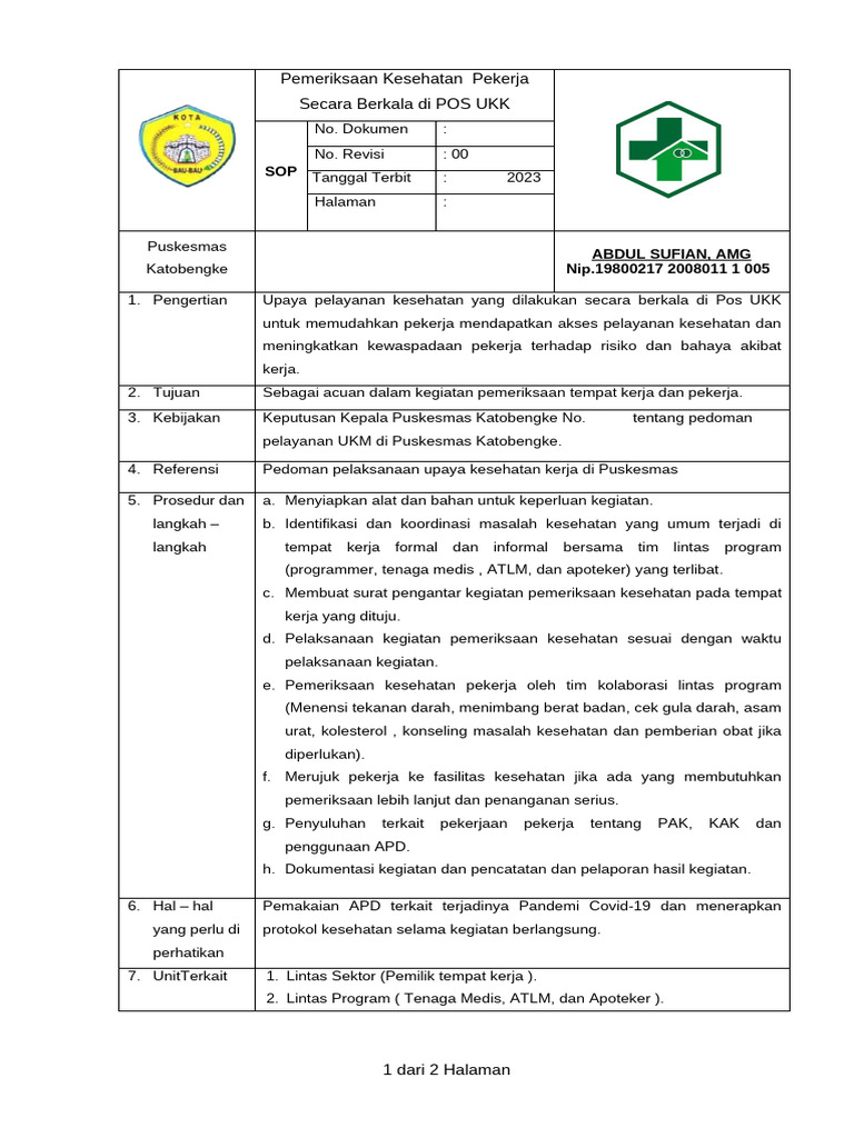 Sop Pos Ukk | PDF | Sains & Matematika