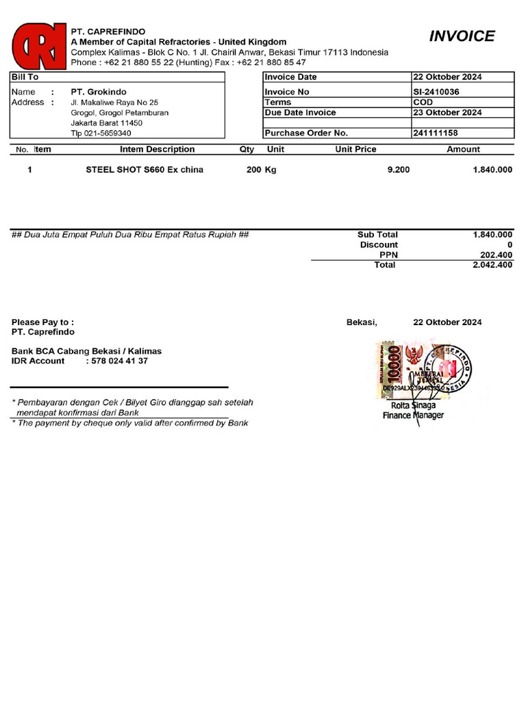 Contoh Surat Invoice | PDF