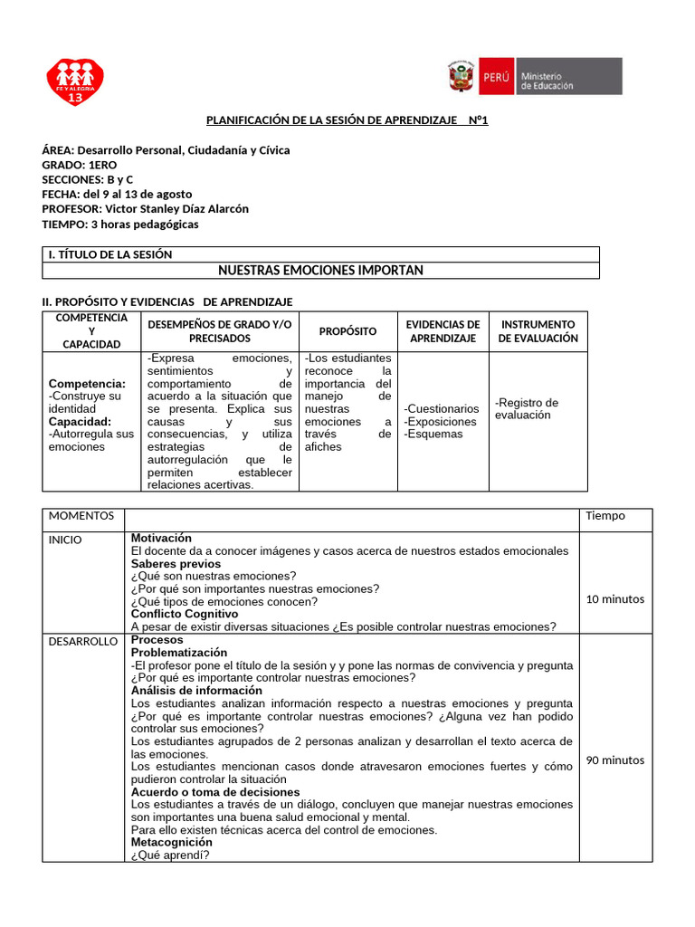 DPCC Tema 1 | PDF | Las emociones | Maestros