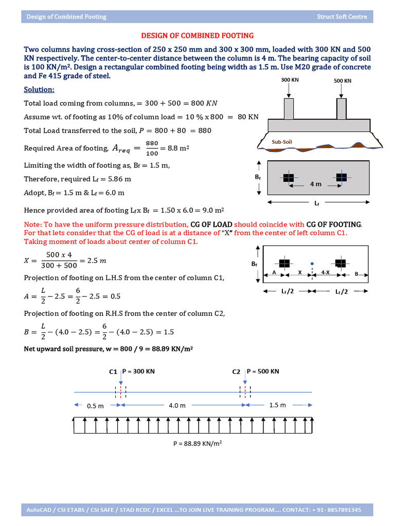 Combined Footing Design Calculation | PDF | Mechanical Engineering ...