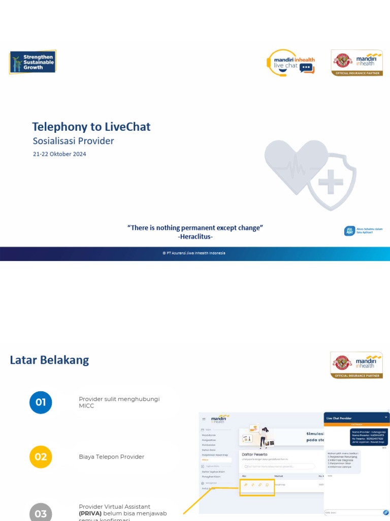 Update PRIVA - Live Chat Mandiri Inhealth | PDF