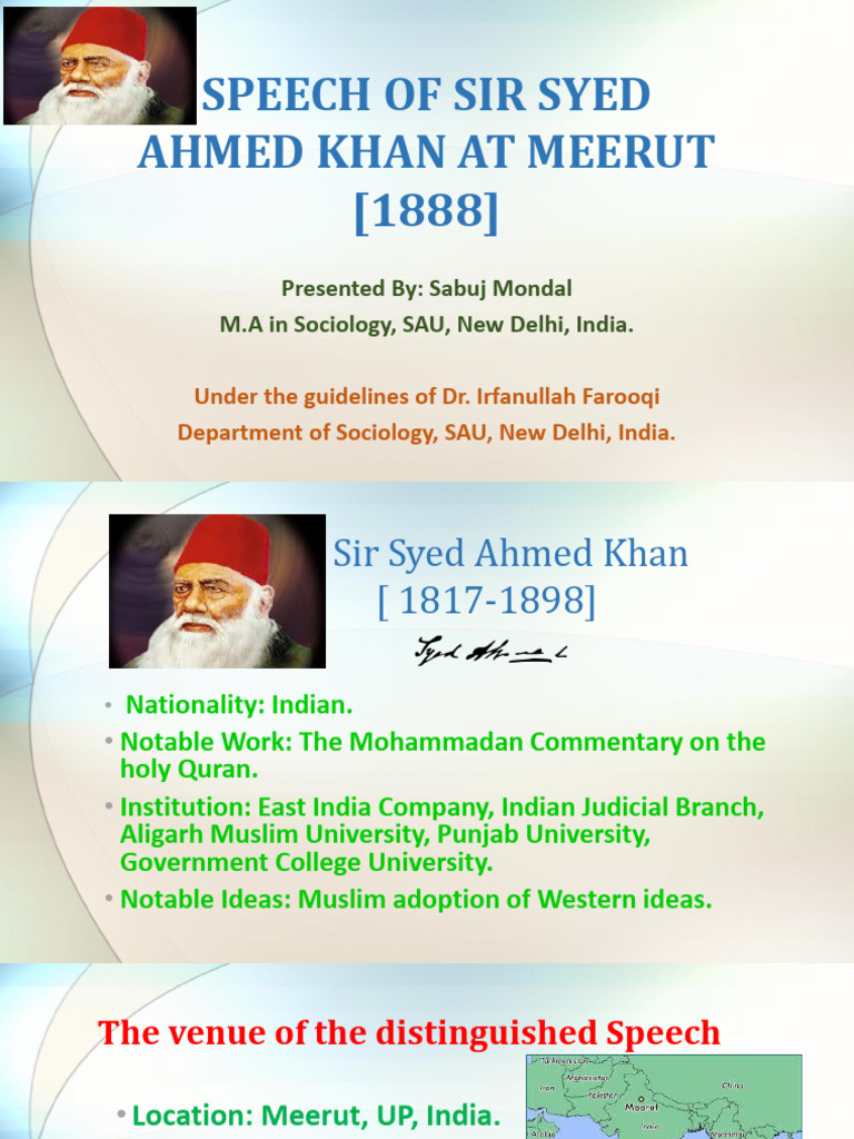 Speech of Sir Syed Ahmed Khan at Meerut | PDF | British Raj