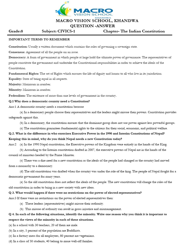GRADE8 CIVICS-1 - | PDF | Separation Of Powers | Government