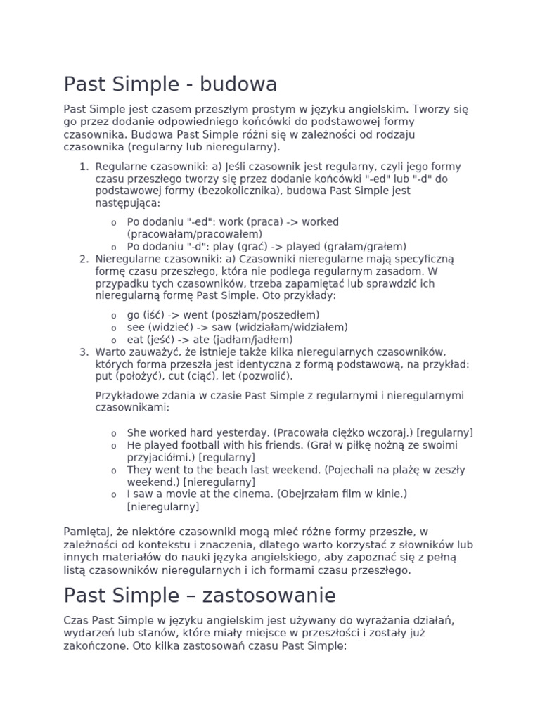 Past Simple | PDF