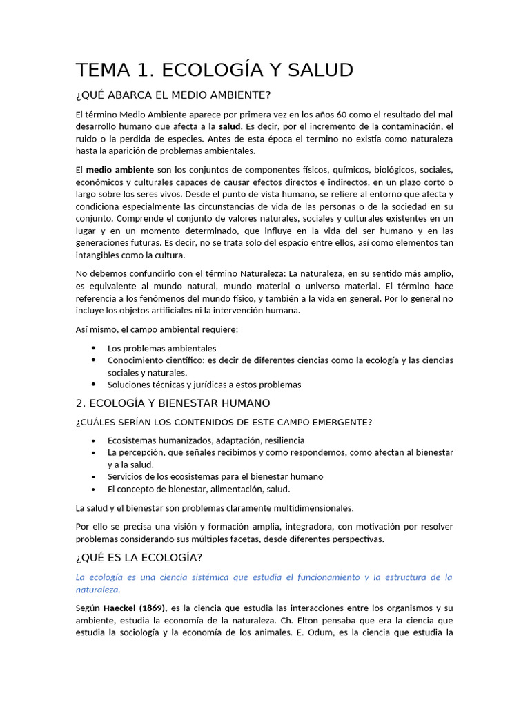 Ecología y Salud del Planeta | PDF | Sustentabilidad | Entorno natural