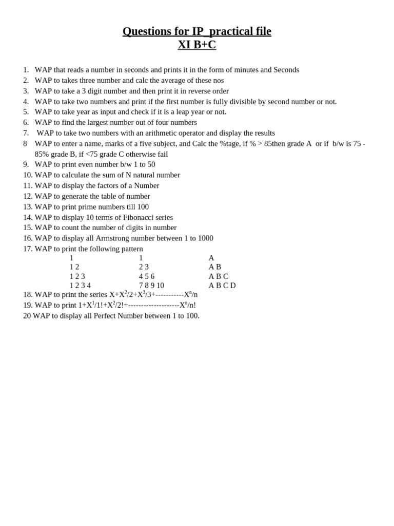 IP - Practical File - Xi | PDF | Teaching Methods & Materials