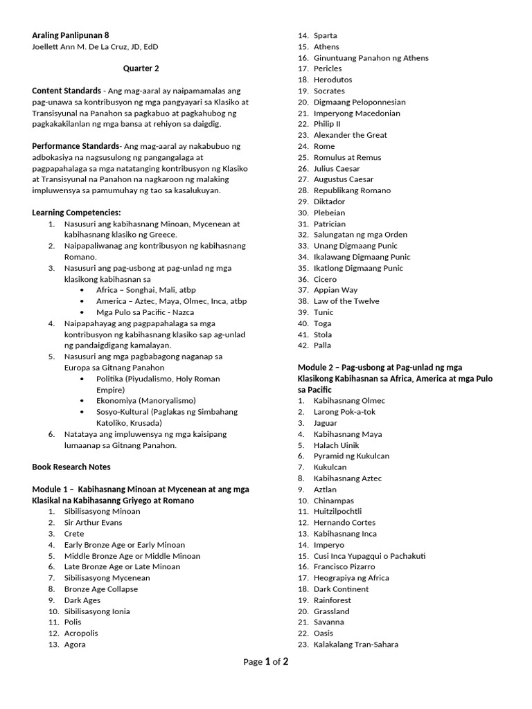 Q2 AP 8 Book Research Notes | PDF