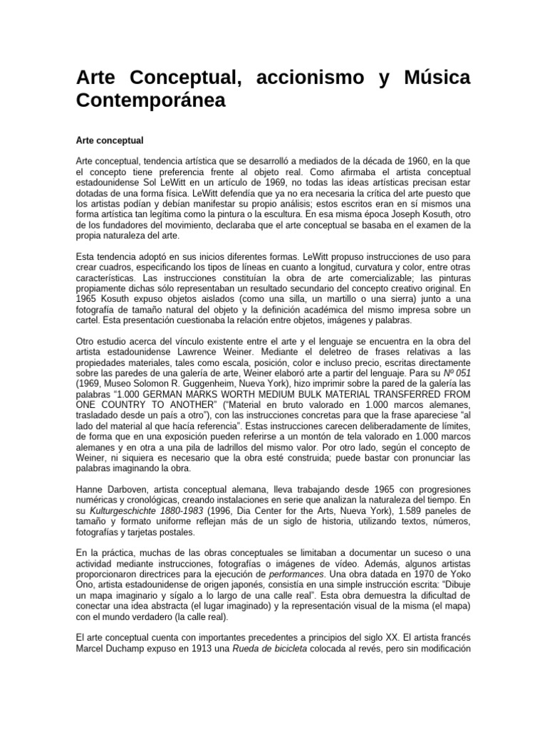 Arte Conceptual y Accionismo | PDF | Arte de performance