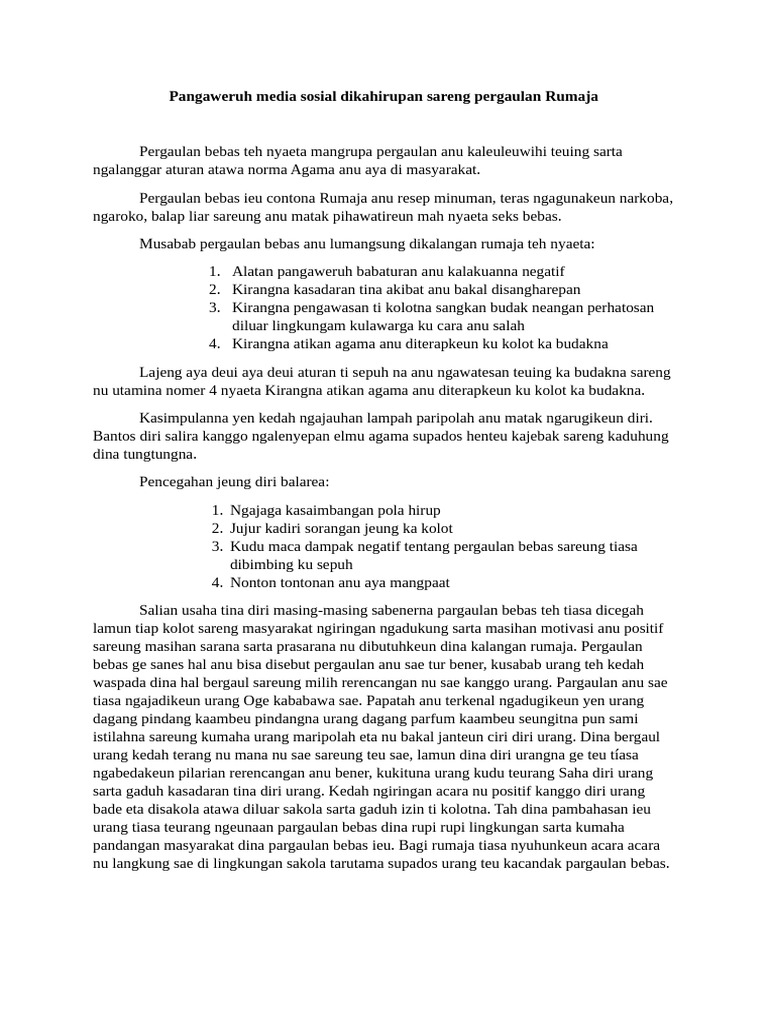 Pangaweruh Media Sosial Dikahirupan Sareng Pergaulan Rumaja | PDF ...