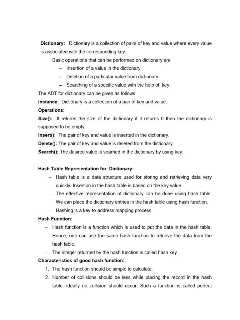 Dictionary and Hash Table Overview | PDF | Algorithms | Applied Mathematics