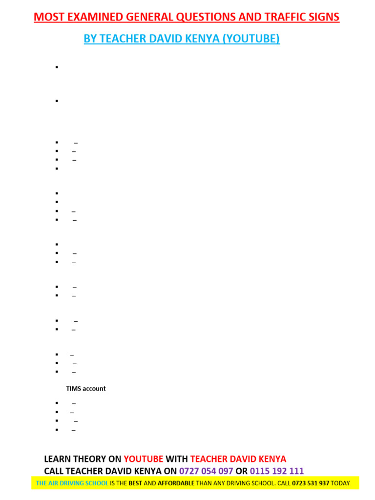 GENERAL KNOWLEDGE AND TRAFFIC SIGNS | PDF | Traffic | Traffic Light