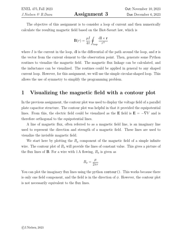 ENEL475_Assignment_3 | PDF | Magnetic Field | Flux