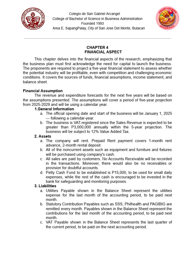 Financial Projections for Business Plan | PDF | Depreciation | Business ...