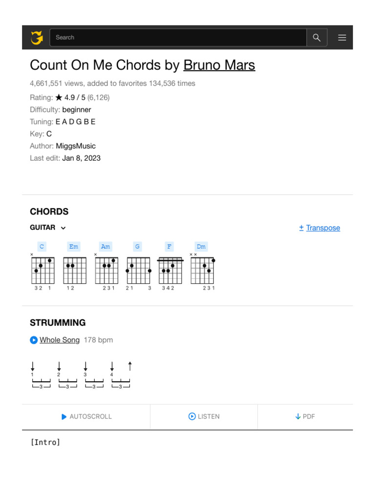 COUNT On ME CHORDS (Ver 3) by Bruno Mars @ | PDF | Song Structure | Songs