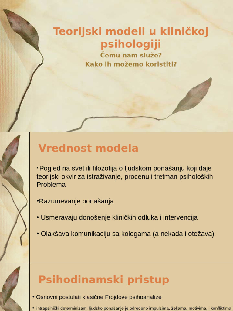 Teorijski Modeli U Klinickoj Psihologiji | PDF