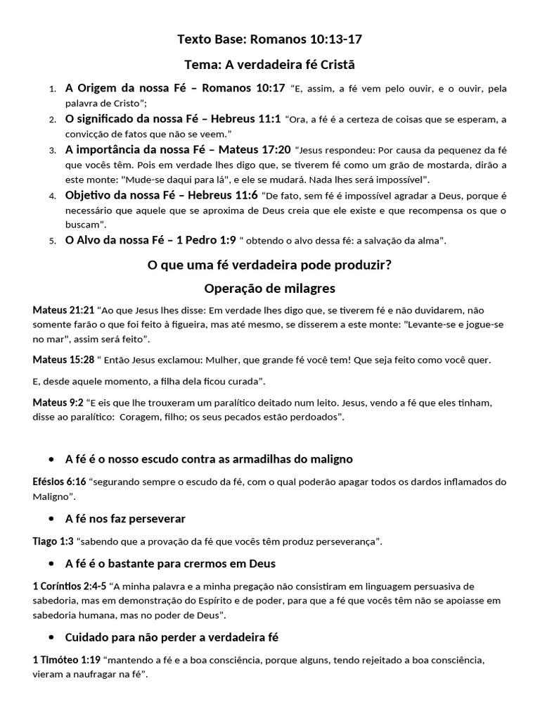 Tema A Verdadeira Fé Cristã | PDF