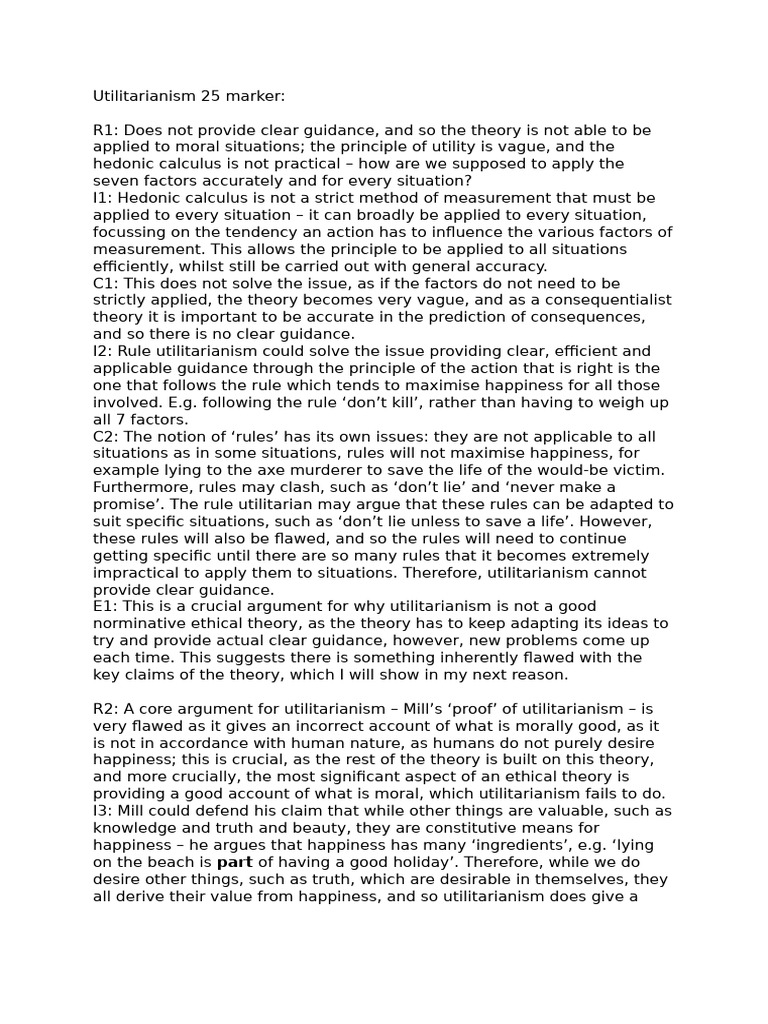 Utilitarianism's Ethical Flaws | PDF | Utilitarianism | Happiness
