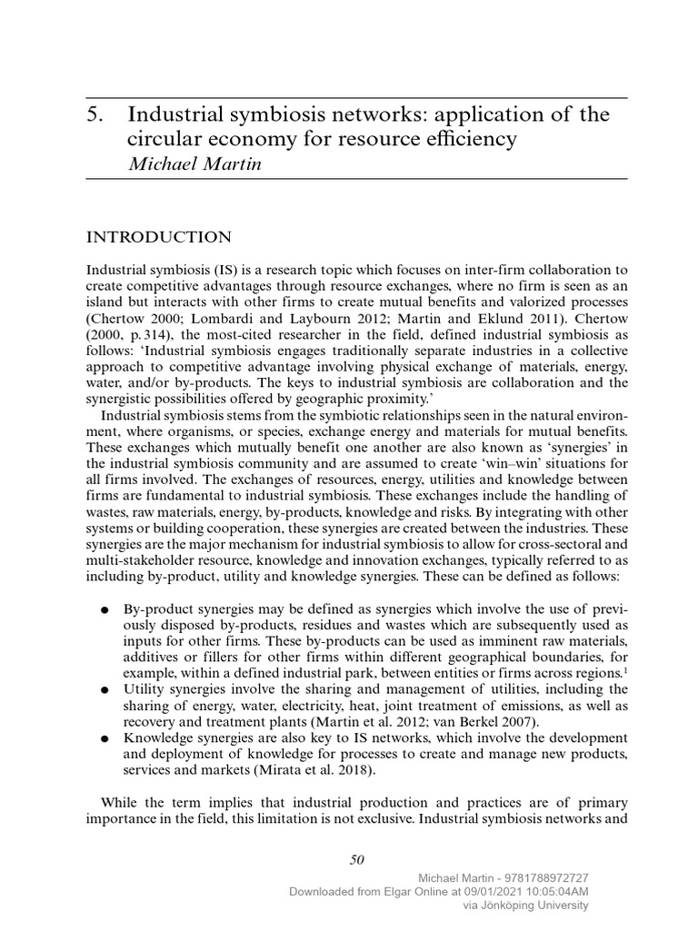 Martin - M (2020) Industrial Symbiosis Networks - Application of The ...