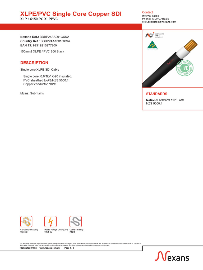 Nexans_BDBP24AA001CXNA | PDF | Insulator (Electricity) | Electrical ...