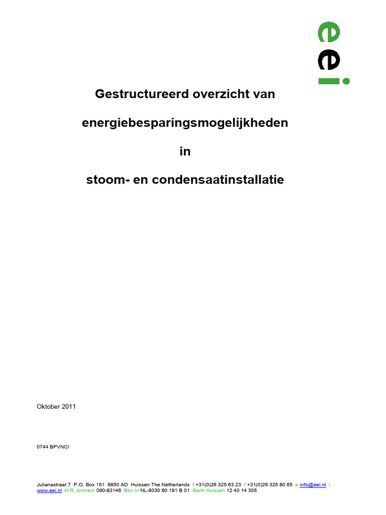Energiebesparing in Stoom - en Condendaat Installaties | PDF