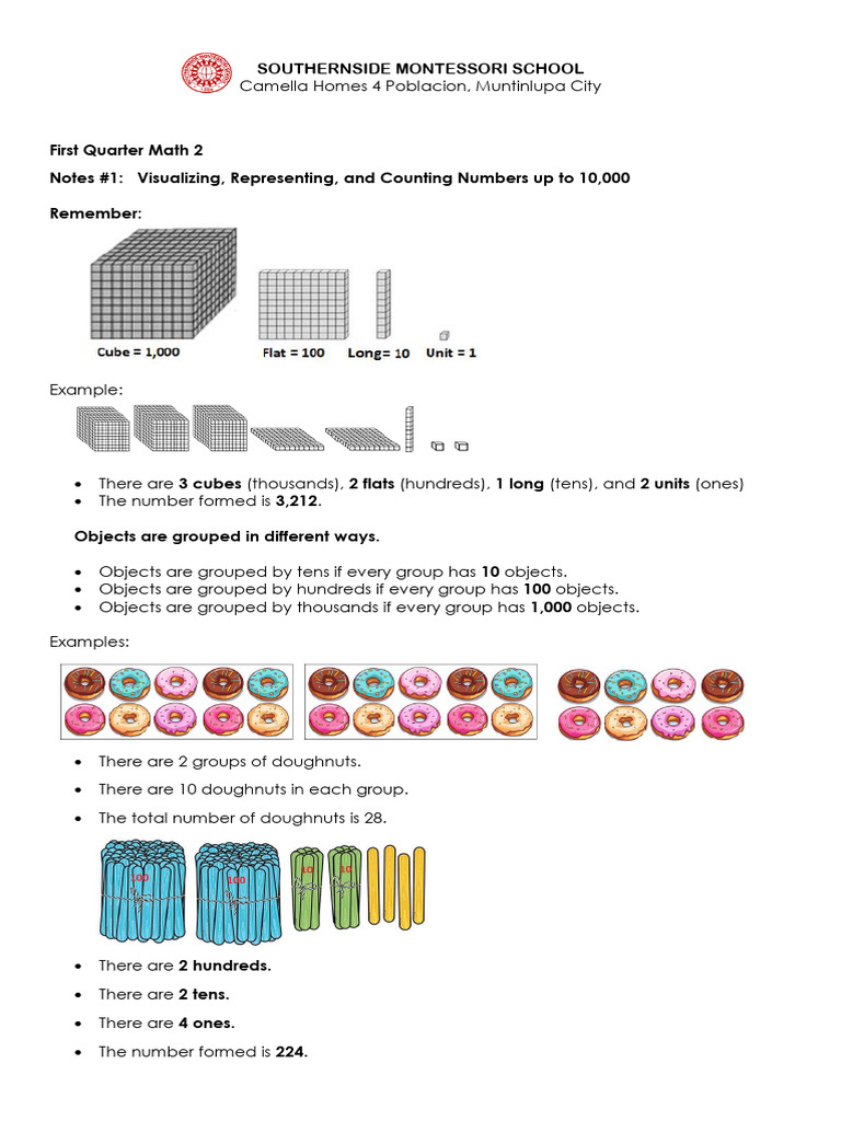 1st Quarter Math 2 Notes 1 Representing Numbersasas | PDF