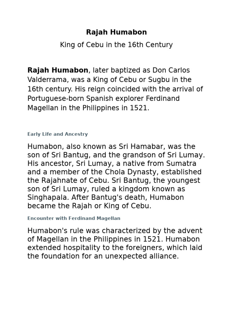 Rajah Humabon | PDF | Cebu | Philippines