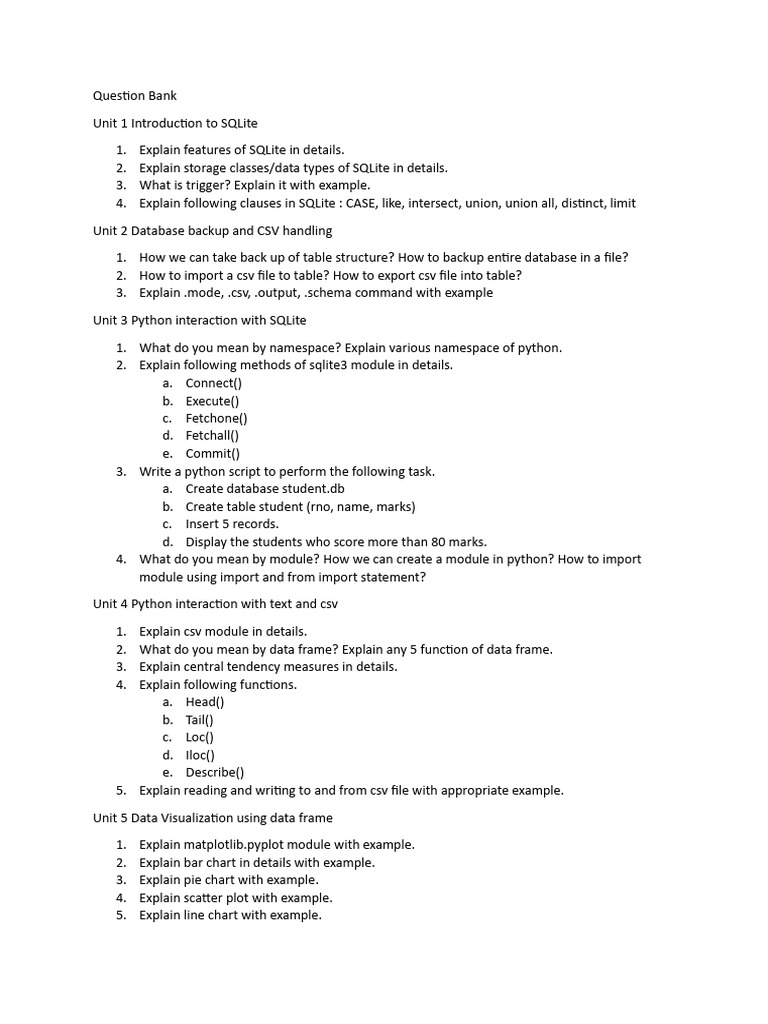 Question Bank | PDF | Computers | Technology & Engineering