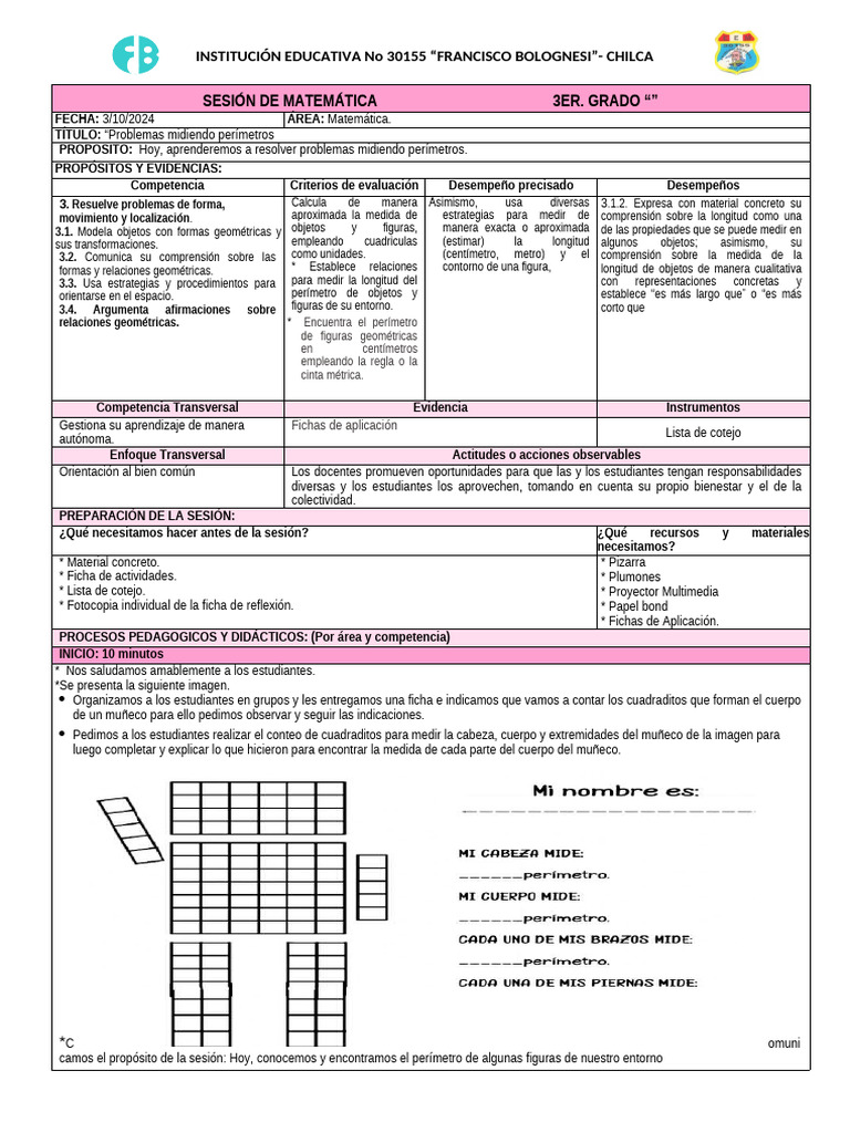 Sesion de Matematica 03octubre | PDF | Geometría | Longitud