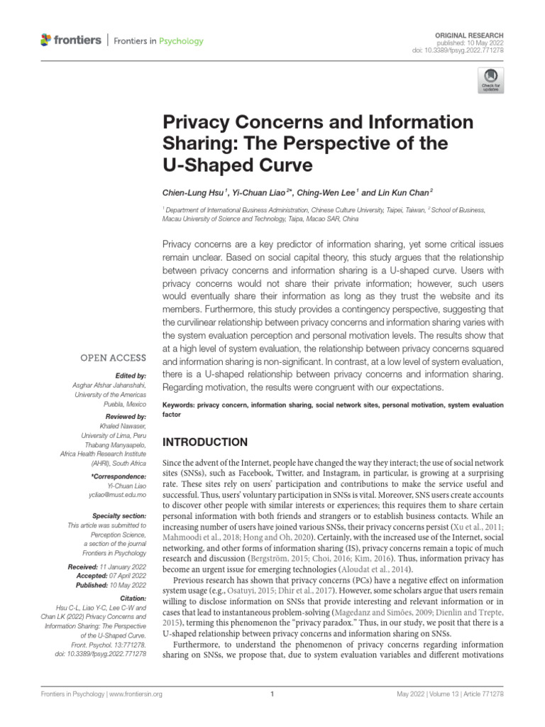 Privacy Concerns and Information Sharing | PDF | Privacy | Social ...