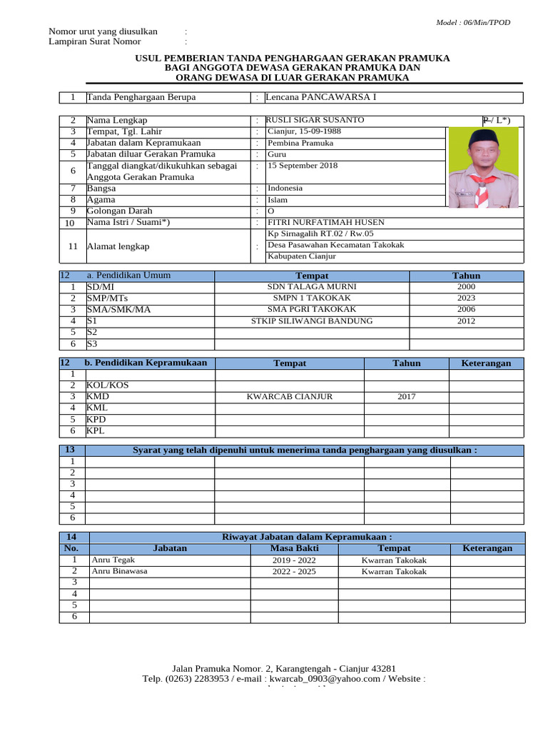 Surat Usulan RUSLI TPGP th.2024 | PDF