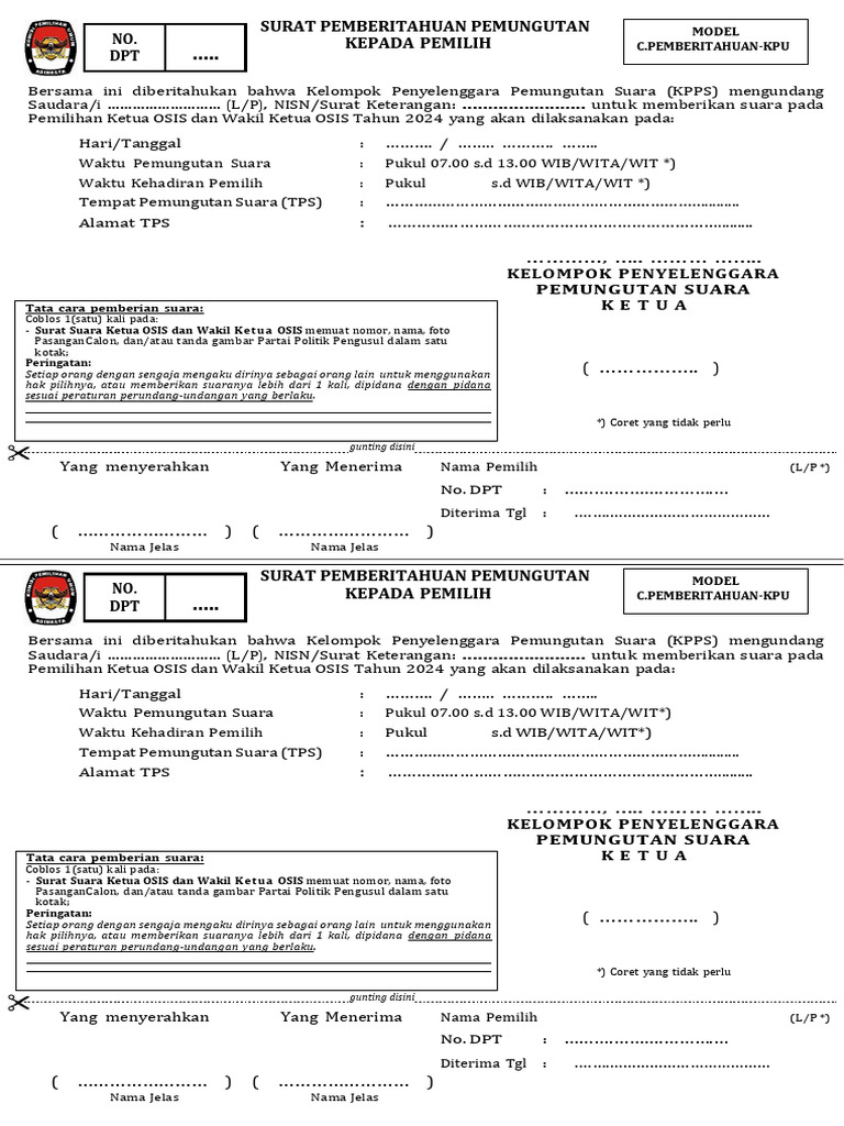 Surat Undangan Pemilu OSIS 2024 | PDF | Olahraga & Rekreasi | Game ...