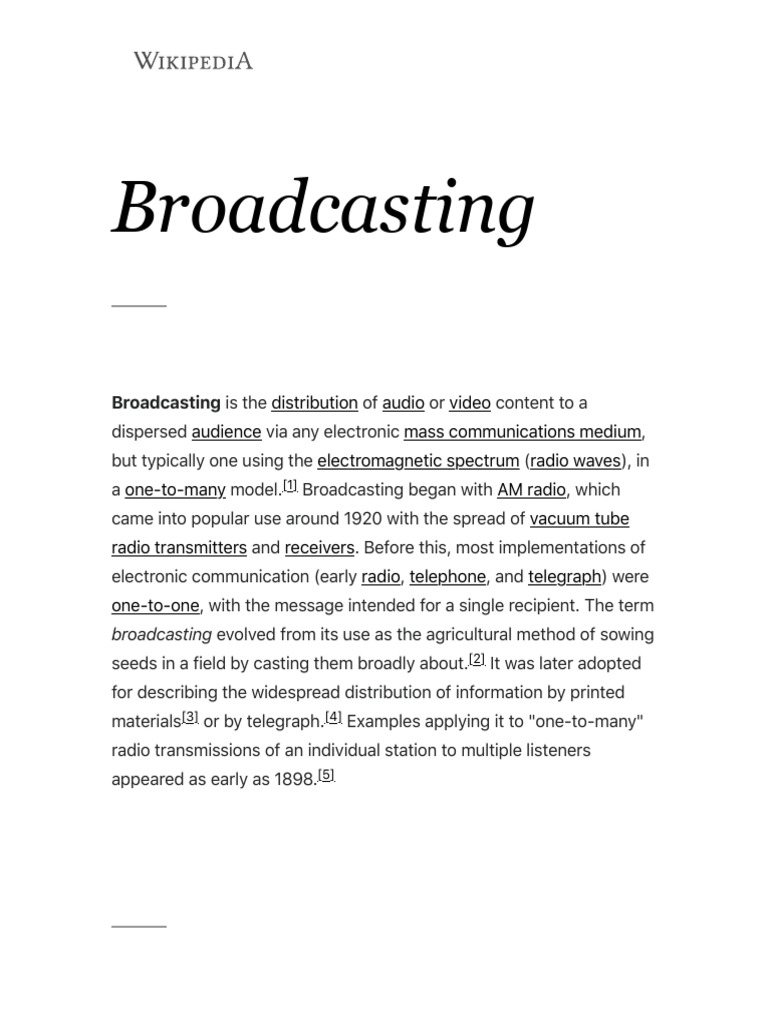 Overview of Broadcasting Methods | PDF | Broadcasting | Radio