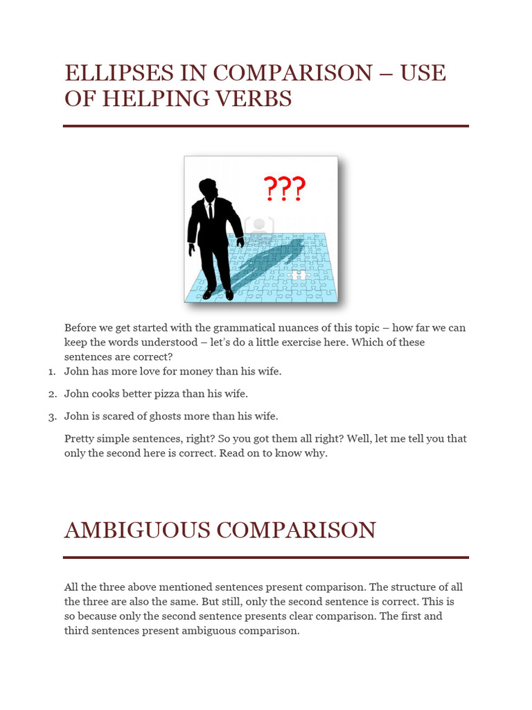Ellipses in Comparision | PDF | Ambiguity | Sentence (Linguistics)