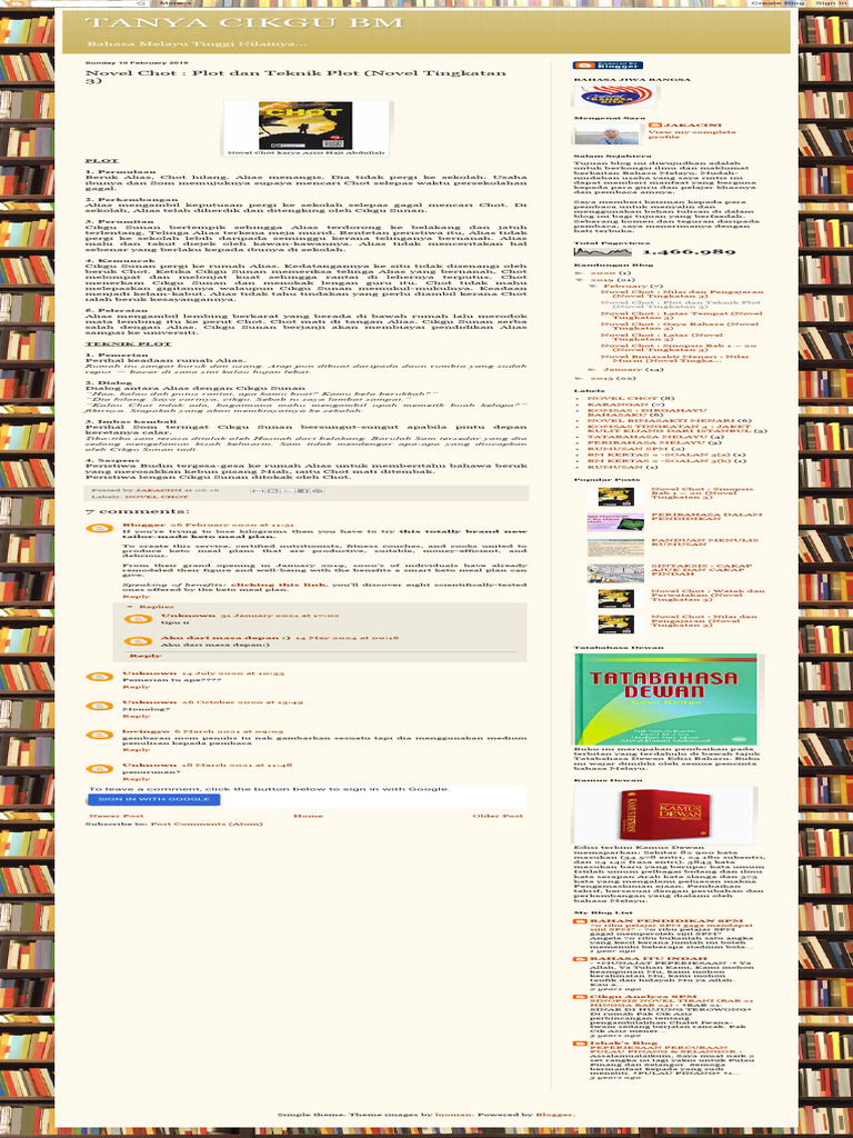 TANYA CIKGU BM Novel Chot Plot Dan Teknik Plot (Novel Tingkatan 3) | PDF