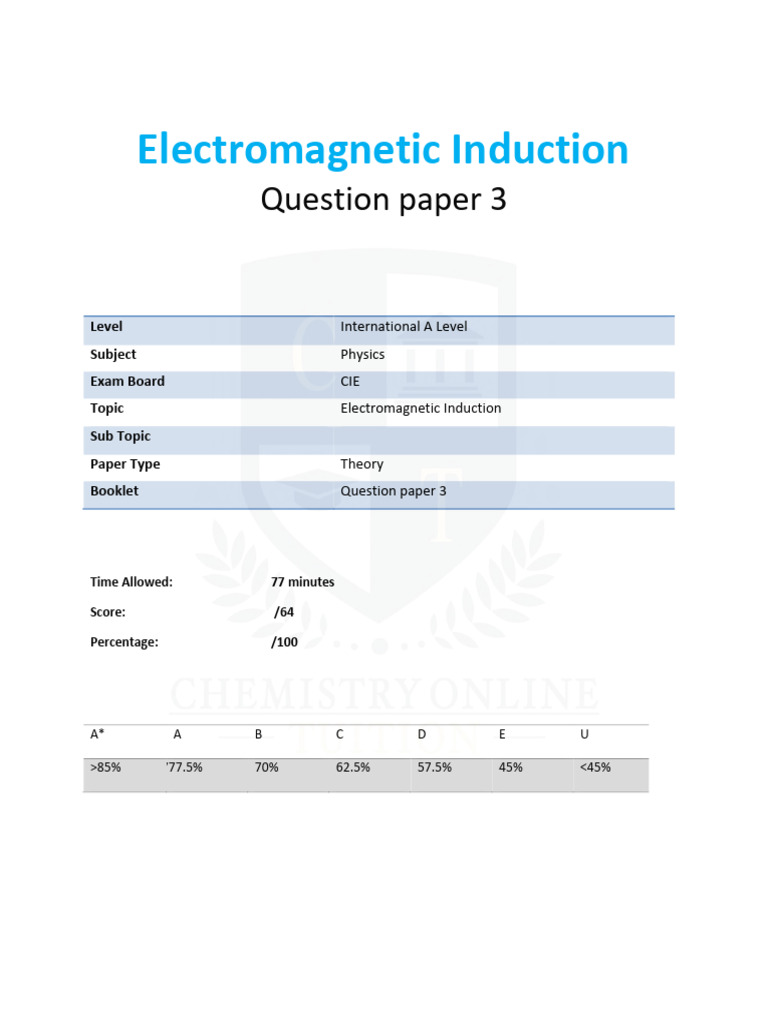 34.3 Electromagnetic Induction - Cie Ial Physics - QP Theory-Unlocked ...