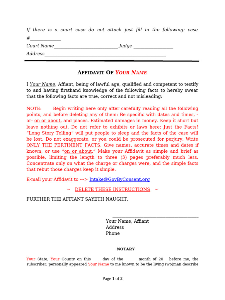 Affidavit 1 | PDF