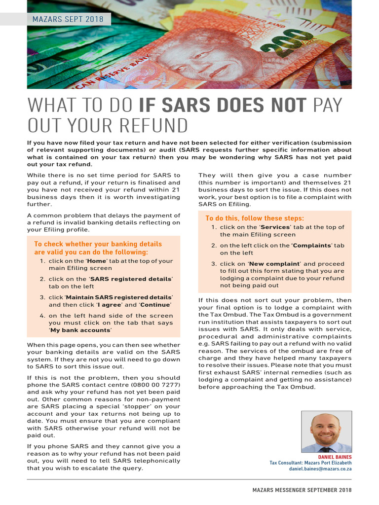 Resolving SARS Refund Issues | PDF | Tax Refund | Taxes
