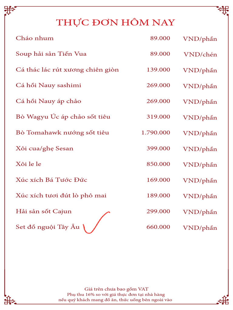 Menu SESAN SanVuon | PDF