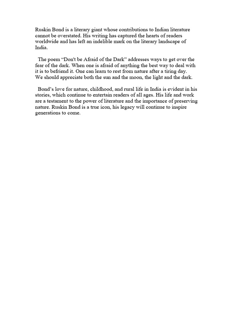 Ruskin Bond Poem Conclusion | PDF | Classics | General Fiction