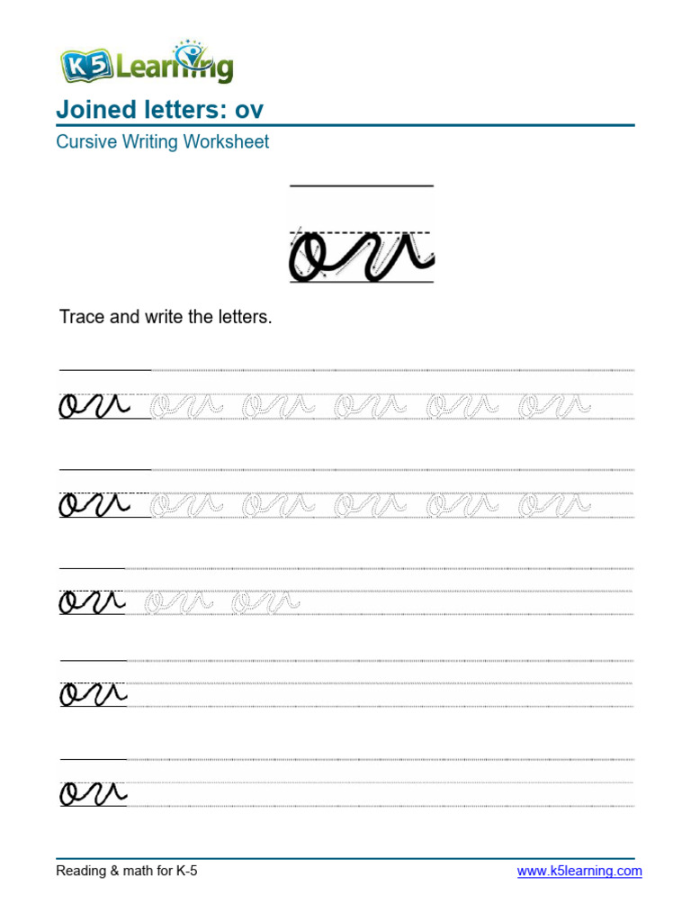 Handwriting Letter Joins Ov Ow Printable Merged | PDF | Western ...