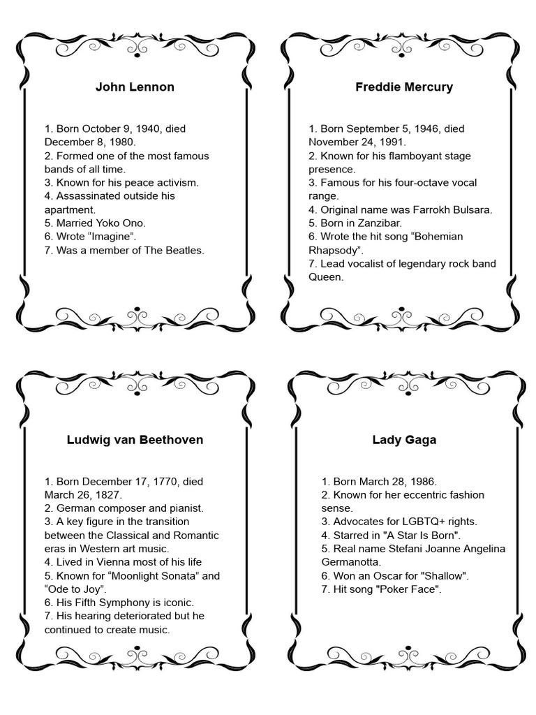 Guess Who Clues Cards | PDF | J. K. Rowling